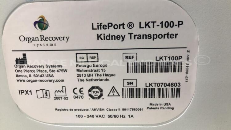 Organ Recovery Kidney Transporter LifePort LKT-100-P - YOM 02/2007 ...