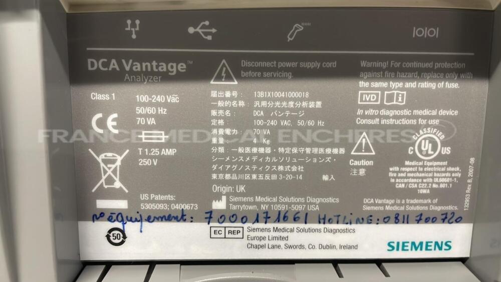 Siemens Multi Parameter Analyzer for glycemic control DCA Vantage - S/W ...