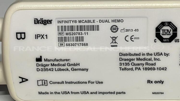 Lot of Drager Infinity Mpod Quad Hemo and Drager MCable Dual Hemo and ...